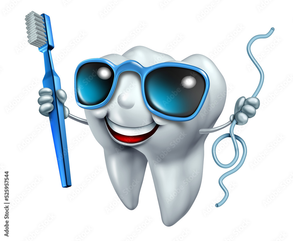 Healthy tooth character as a cute cartoon for cleaning teeth and ...