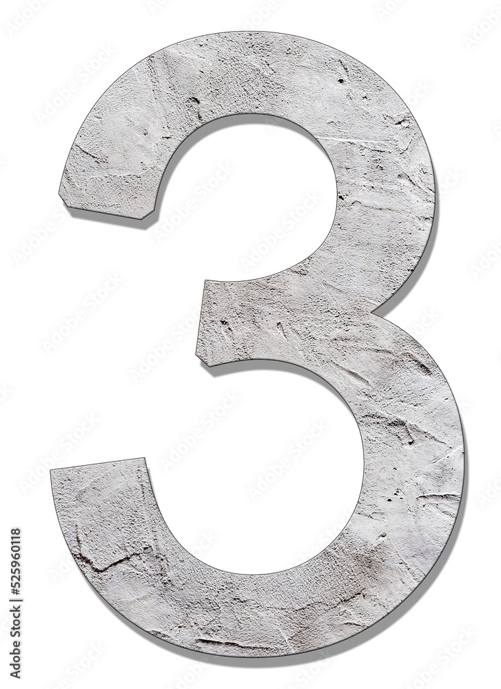 Number 3 with concrete texture, on white background Stock Photo | Adobe ...