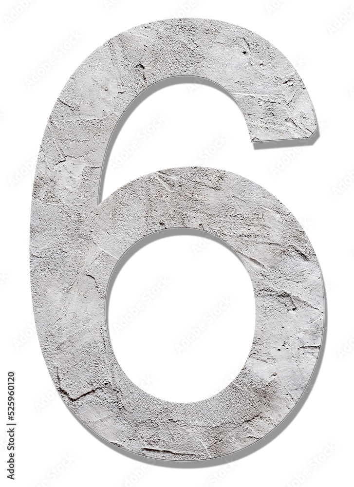 Number 6 with concrete texture, on white background Stock Photo | Adobe ...