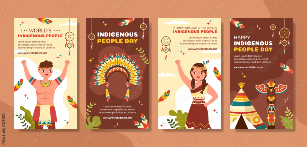 World Indigenous Peoples Day Social Media Stories Template Hand Drawn ...