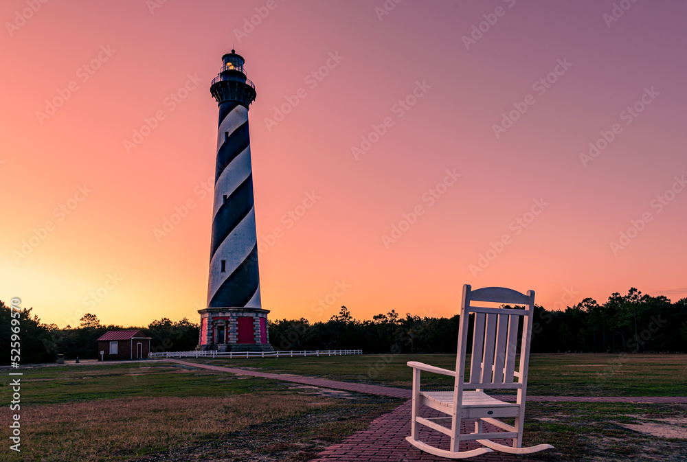 Cape Hatteras Lighthouse on Hatteras Island in the Outer Banks in the ...