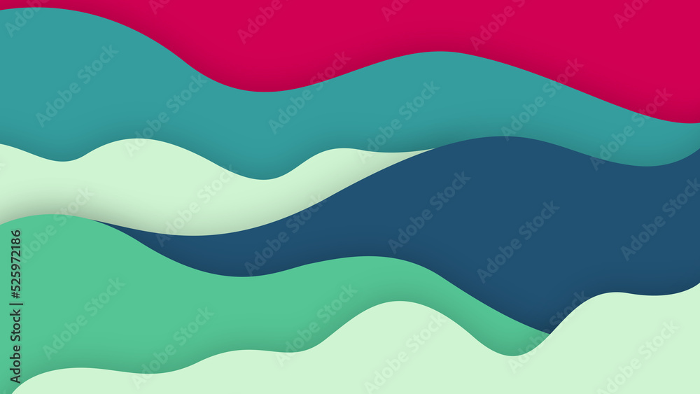 Abstract gradient blue in paper cut wavy shapes layers background with ...