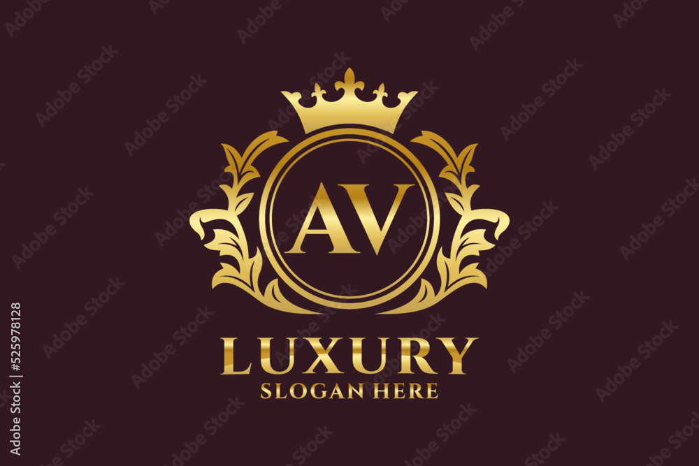Initial AV Letter Royal Luxury Logo template in vector art for luxurious branding projects and ...