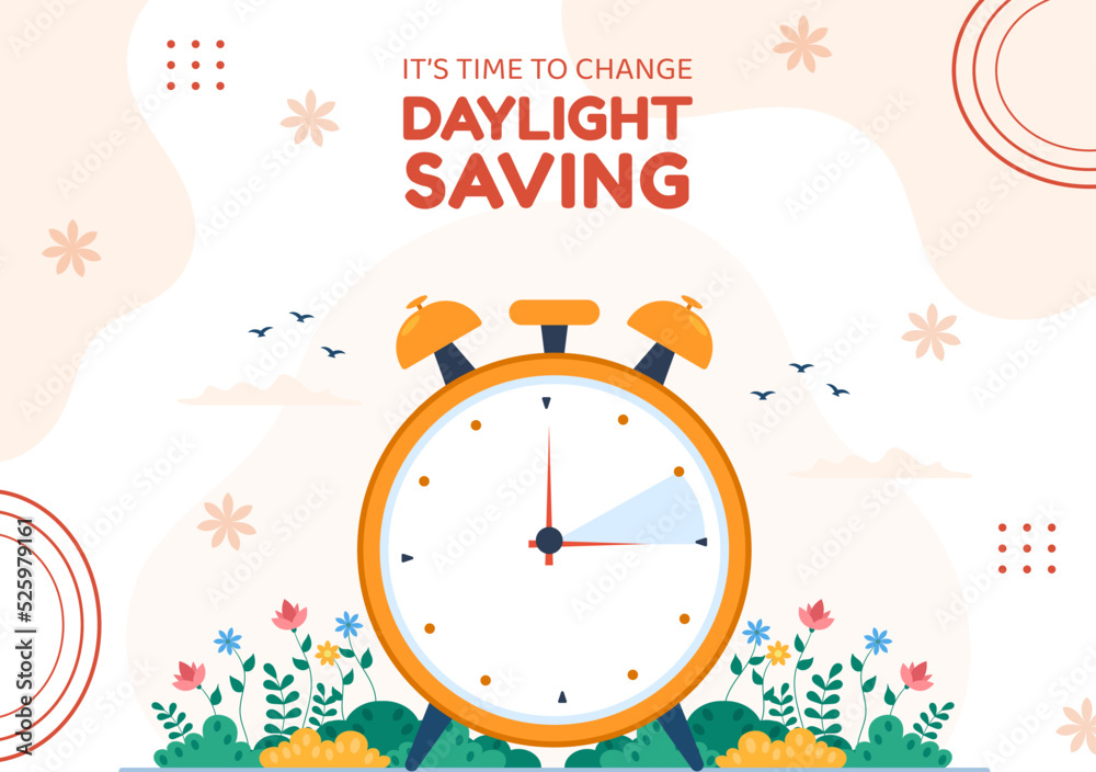 Daylight Savings Time Background Template Hand Drawn Cartoon Flat ...