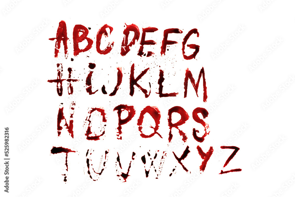 bloody alphabet.Letters abs with streaks and blood stains .Halloween ...