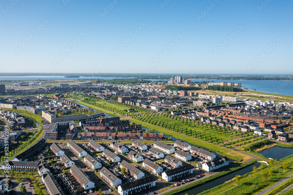 Almere Poort district in a modern green growing city in The Netherlands ...