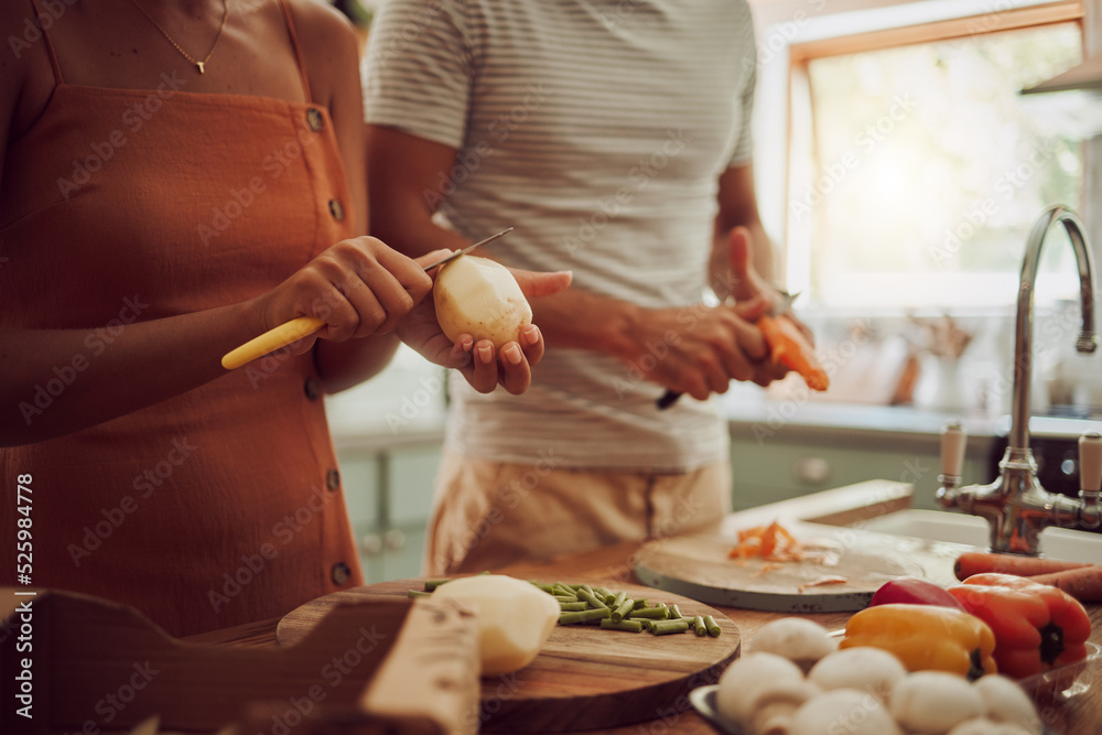 Health, diet and food of a couple cooking a meal together for lunch in ...