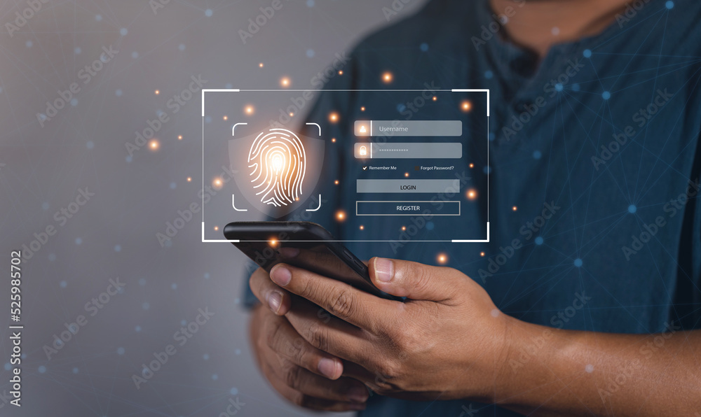 Cyber security and Fingerprint login, User, identification information ...