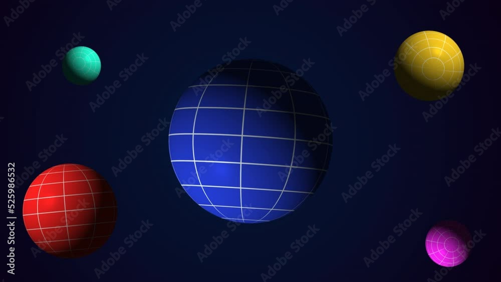 Rotating Spheres or Planets animation with the light on them, 4K 60FPS ...