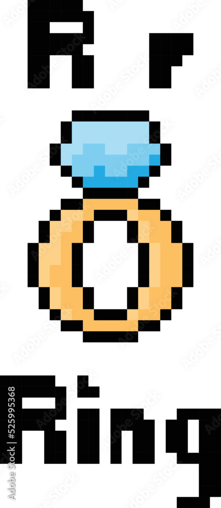 R is for RING Alphabet pixel art vector illustration. alphabet chart ...