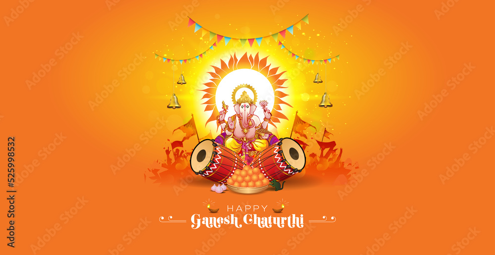 Ganesh Chaturthi banner design. Indian hindu festival of Lord Ganesha ...