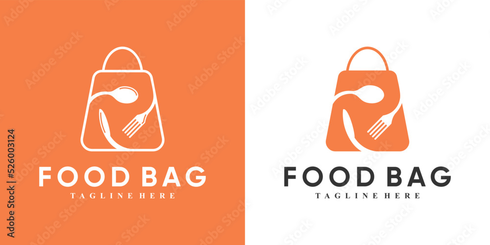 food and bag logo design with unique concept Premium Vector Stock ...