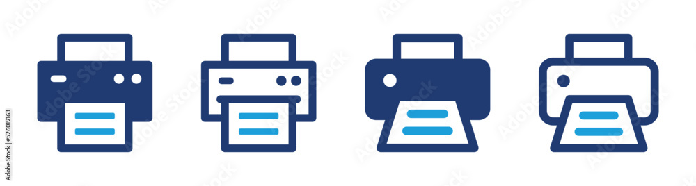 Printer icon set. Printout symbol. Printing machine icon template ...