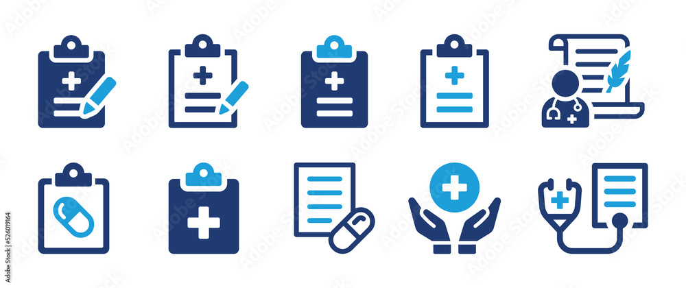 Prescription icon collection. Medical form icon vector set illustration ...