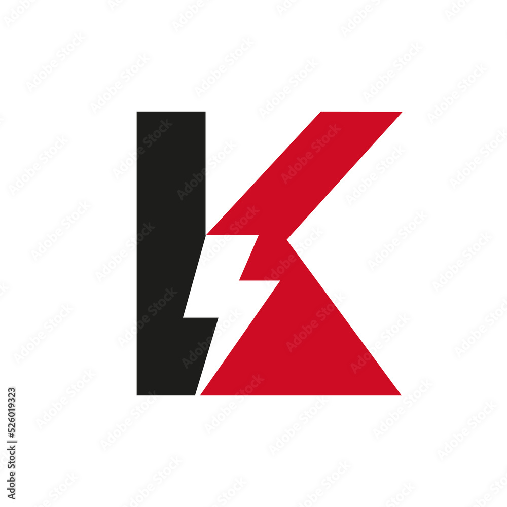 Letter K Electric Logo Concept With Power Icon, Volt Thunder Symbol ...