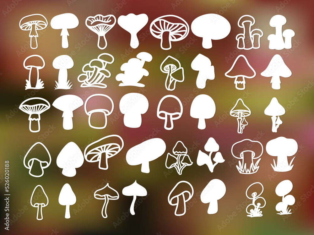 Vector set of mushrooms for laser cutting. Silhouettes of autumn ...