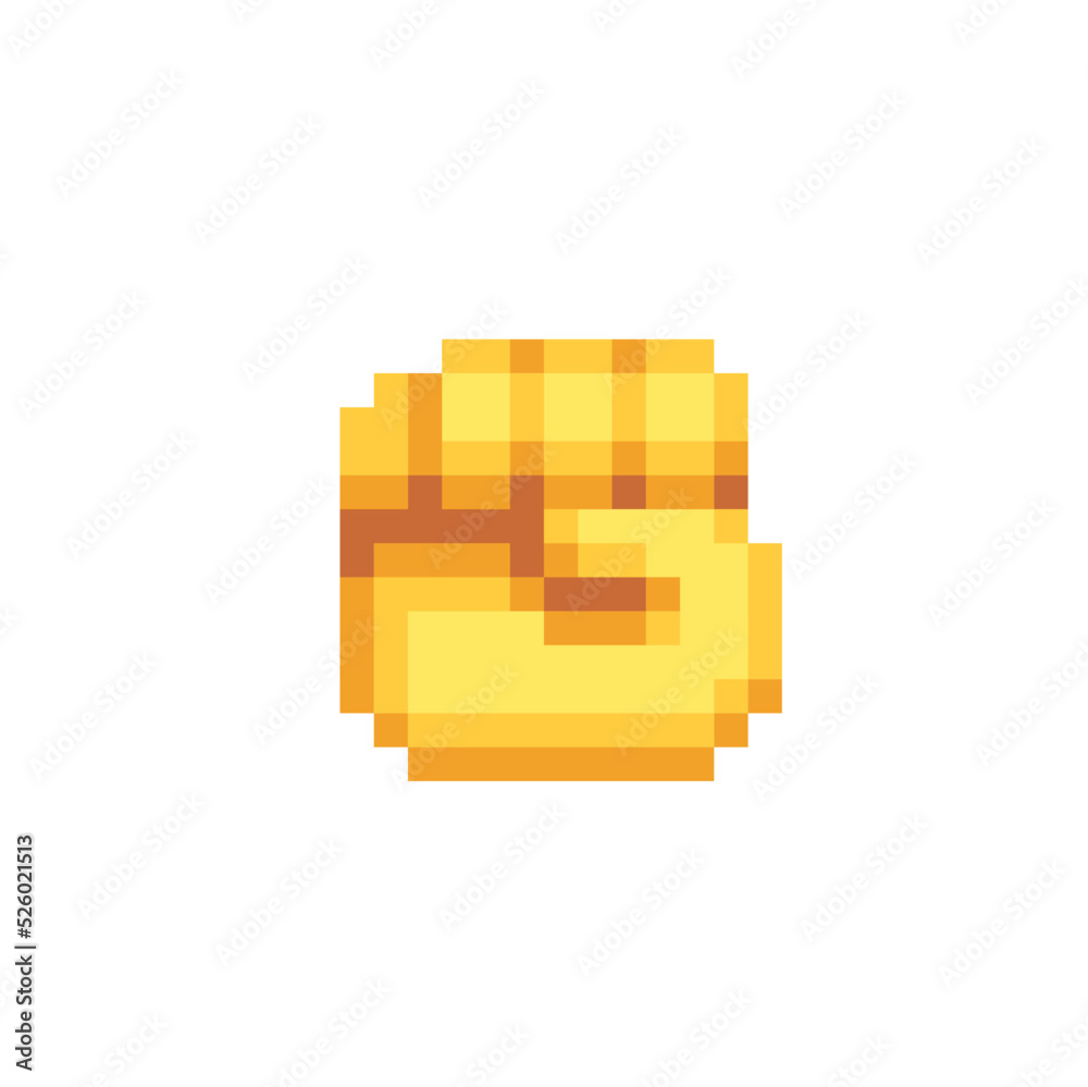 Raised fist. Pixel art icon. Flat style. Symbol of victory, strength ...