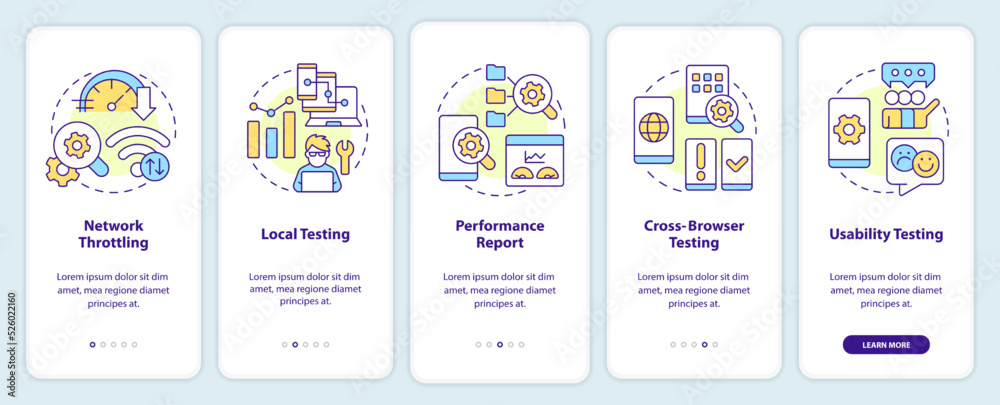 Mobile first design testing onboarding mobile app screen. Walkthrough 5 ...