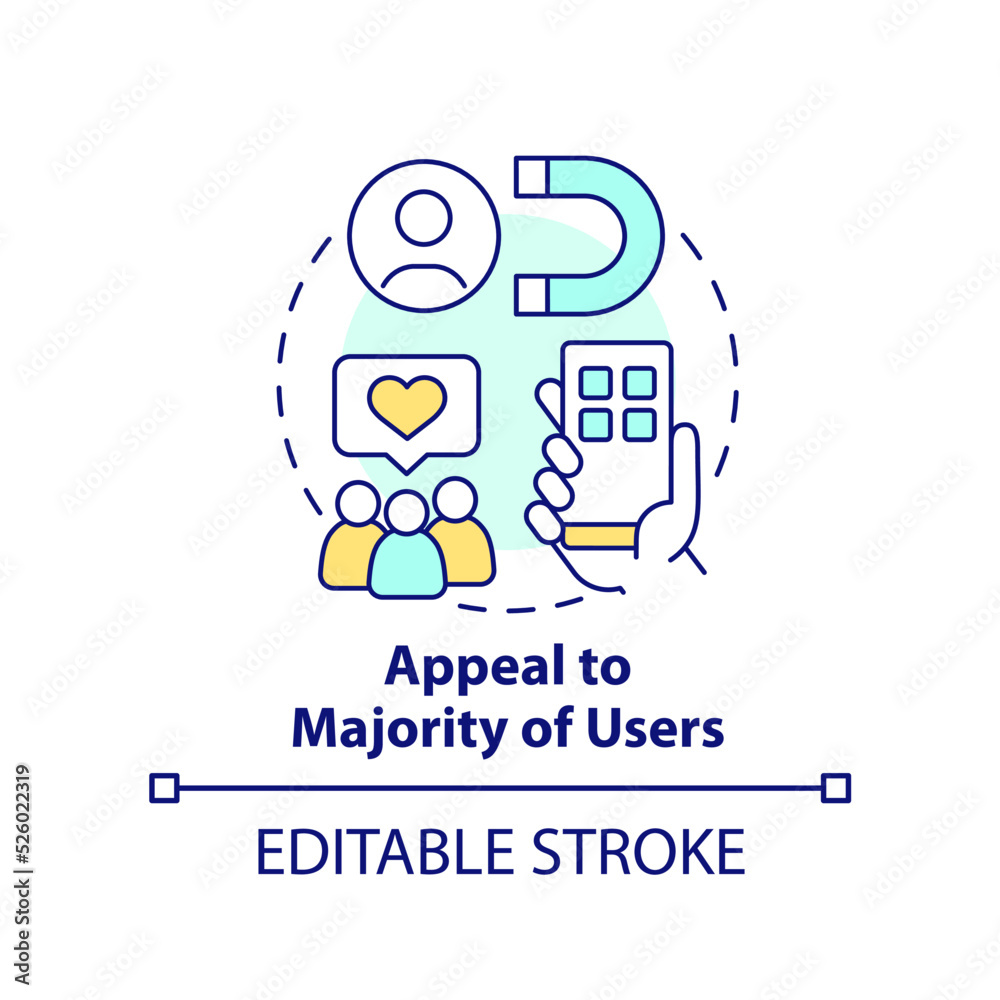 Appeal to majority of users concept icon. Advantage of mobile first ...