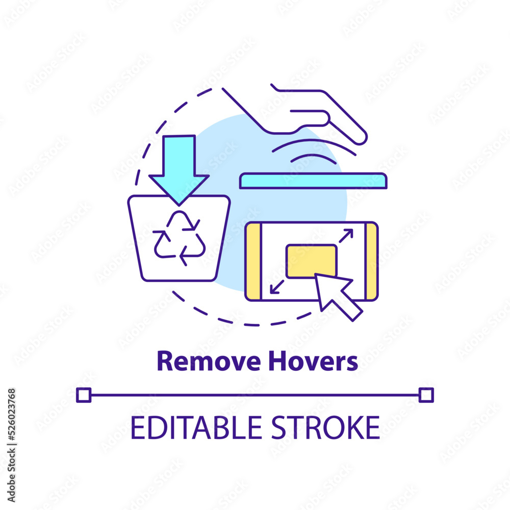 Remove hovers concept icon. Desktop interactive effect. Mobile first ...