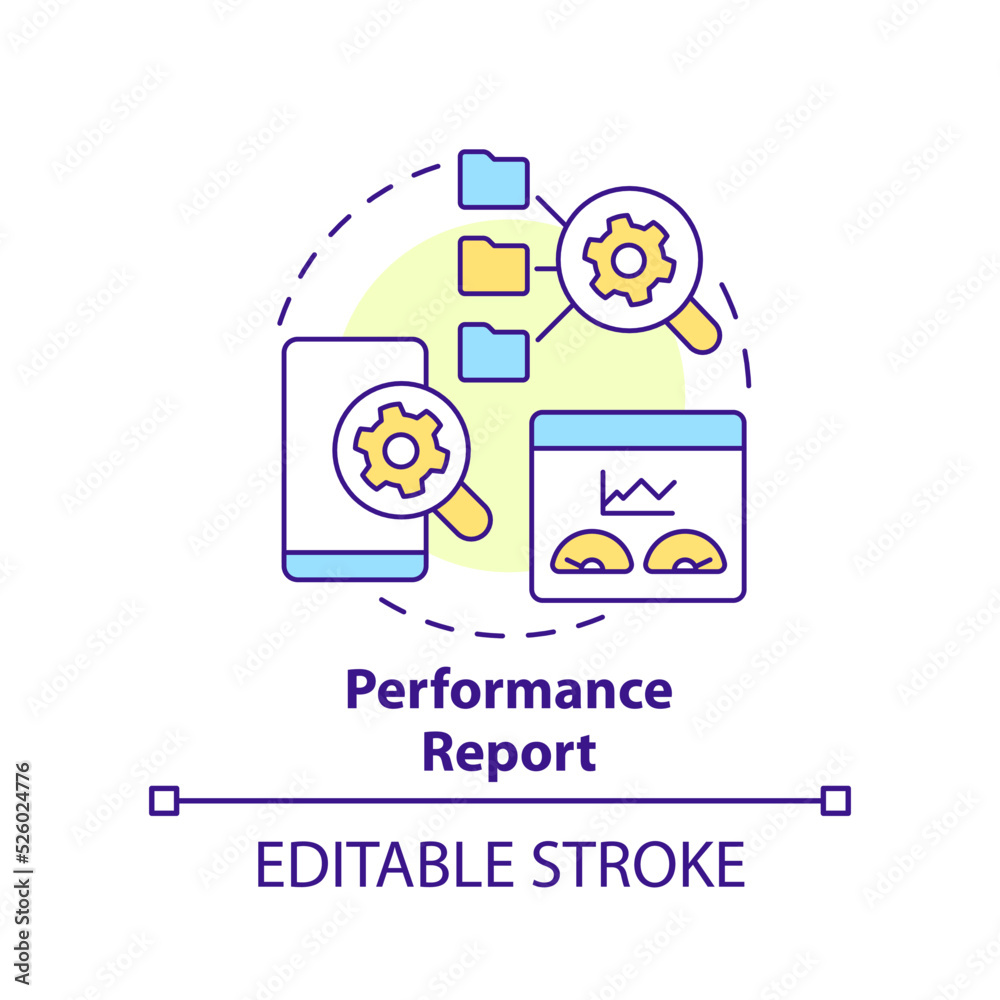 Performance report concept icon. Data analysis. Mobile first design ...