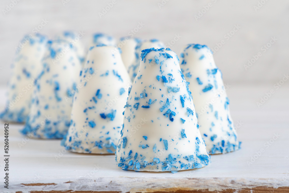 Israeli dessert Krembo in national blue and white colors for ...