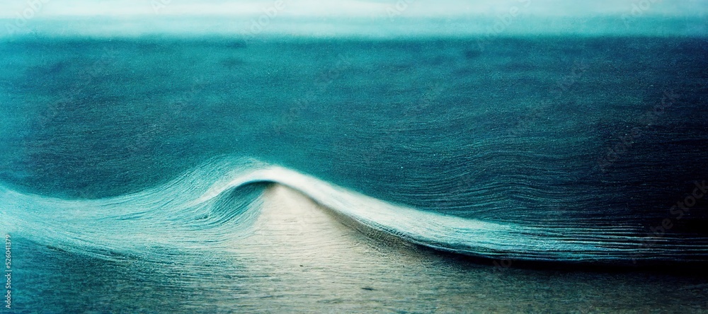 Poster Abstract faded ocean blue woody pencil waves and lines, grainy ...
