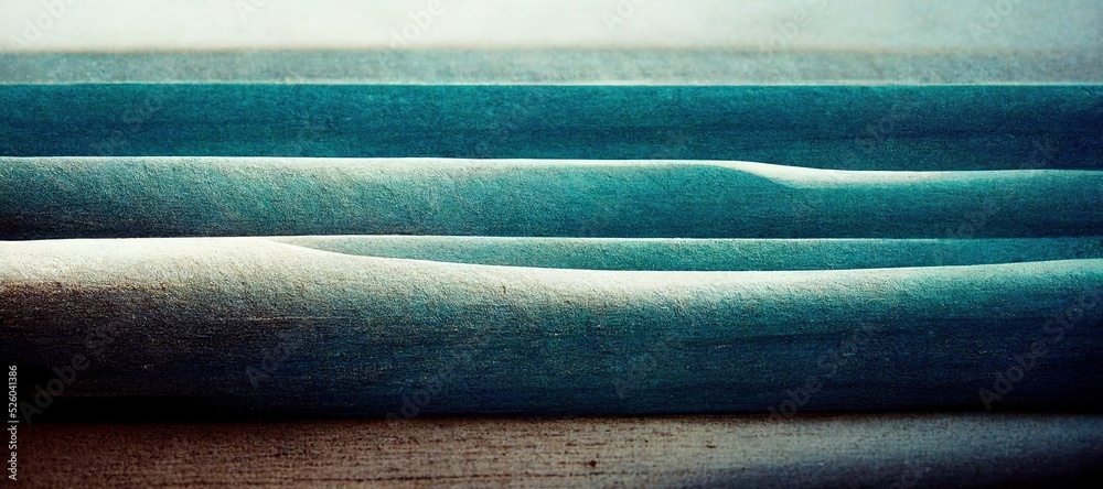Abstract faded ocean blue woody pencil waves and lines, grainy fiber ...