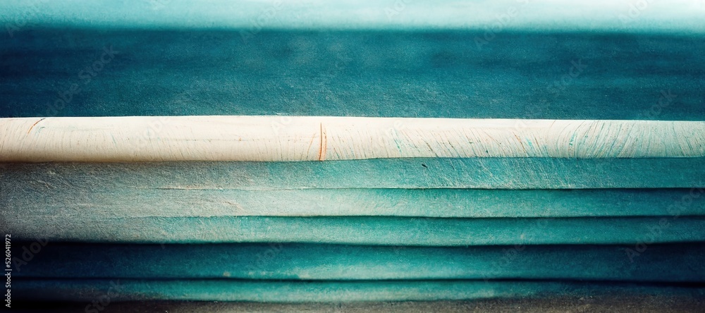 Abstract faded ocean blue woody pencil waves and lines, grainy fiber ...