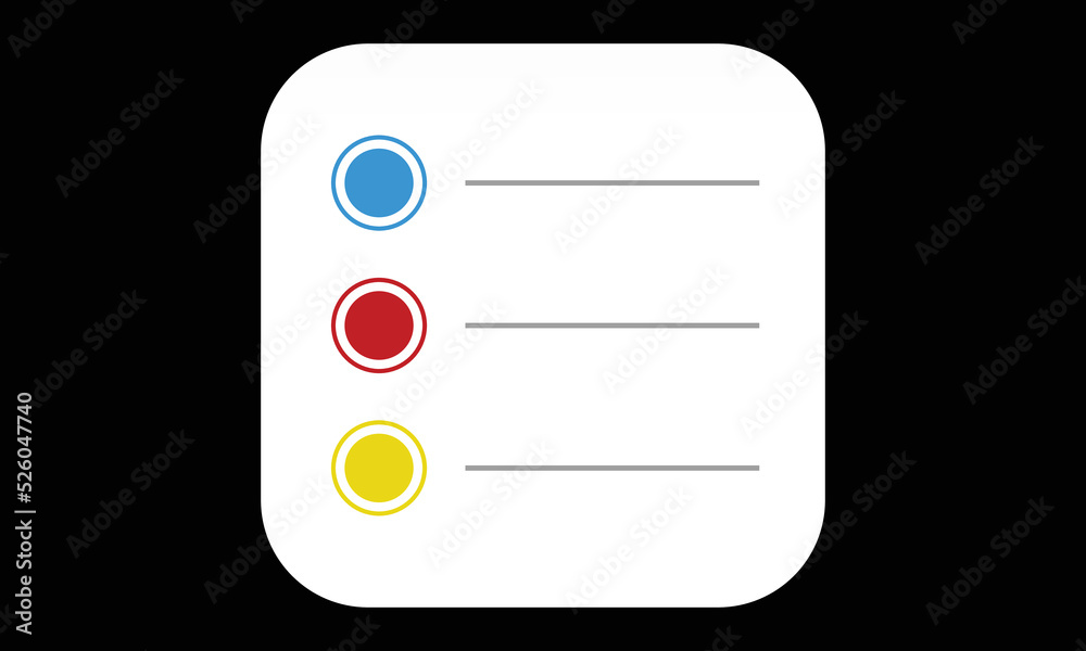 Apple Reminders application logo on black backgrounder. Application is ...