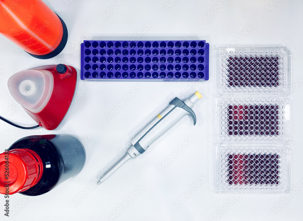 Items used in a biological laboratory or drug discovery facility for ...