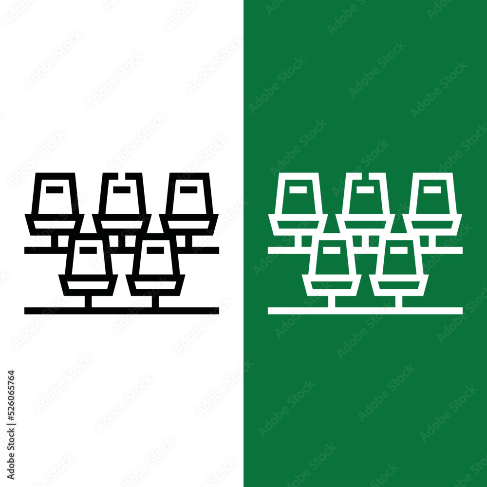 Football or Soccer Seats Vector icon in Outline Style. Supporters seats ...