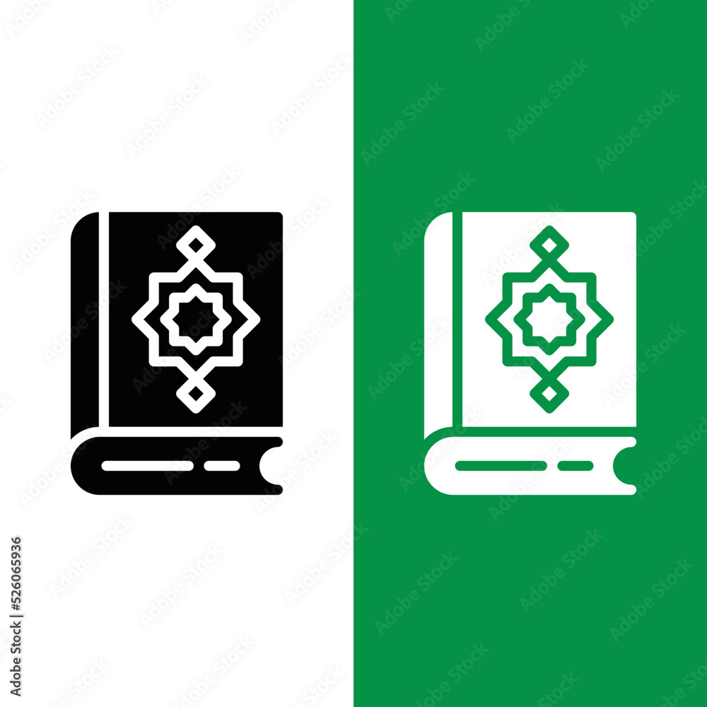 Islamic Book Quran Koran Vector Icon in Glyph Style. Islamic Ramadan ...