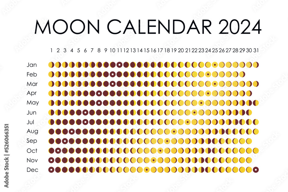 2024 Moon calendar. Astrological calendar design. planner. Place for ...