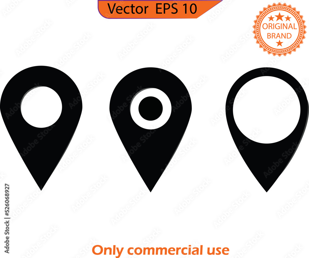 Set of map pin location icons. Modern map markers .Vector illustration on a transparent ...