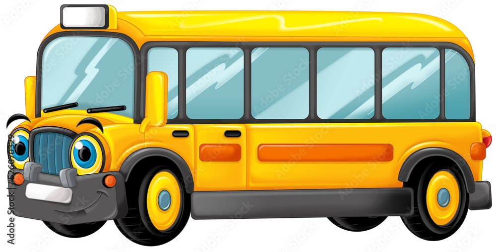 cartoon scene with public bus smiling illustration for children Stock ...