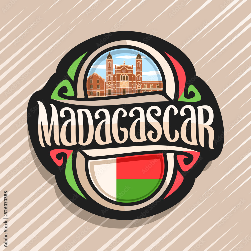 Vector logo for Madagascar country, fridge magnet with madagascan state ...