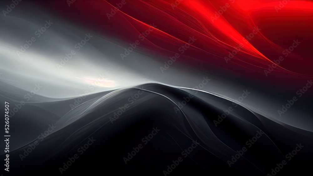 Neon red light in space. Abstract red and black wallpaper. 3D render of ...