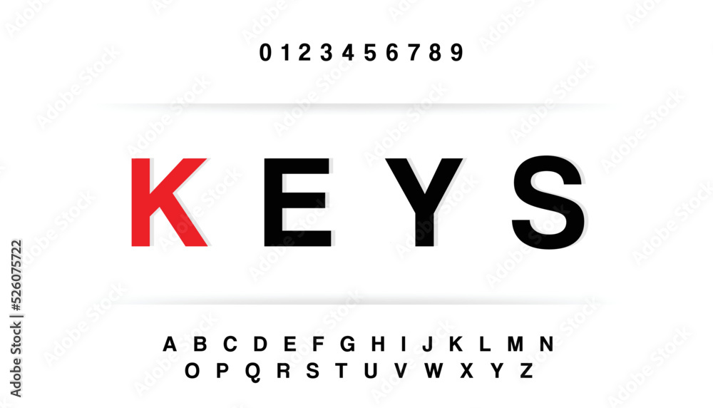 KEYS Minimal urban font. Typography with dot regular and number ...