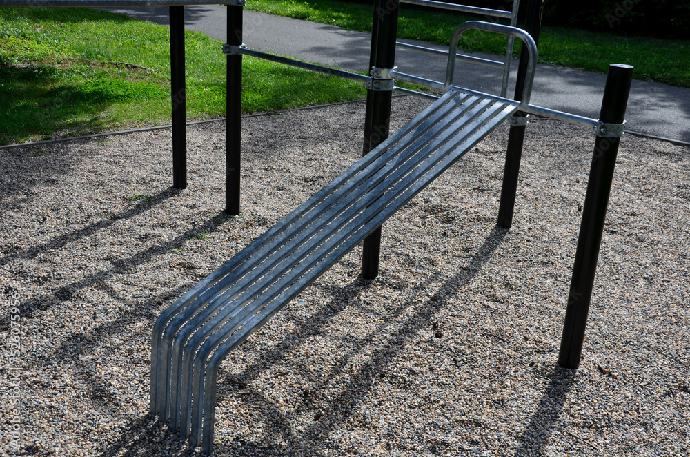 fitness sports fields with stainless steel tools resemble torture tools ...