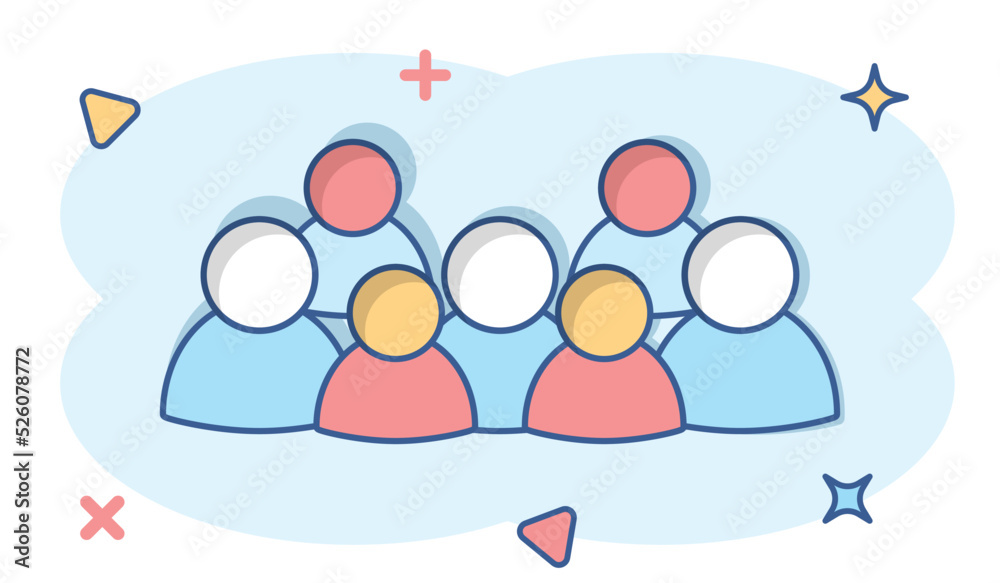Vector cartoon group of people icon in comic style. Persons sign ...