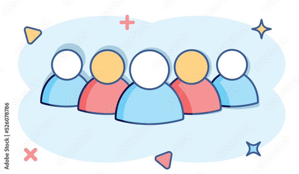 Vector cartoon group of people icon in comic style. Persons sign ...