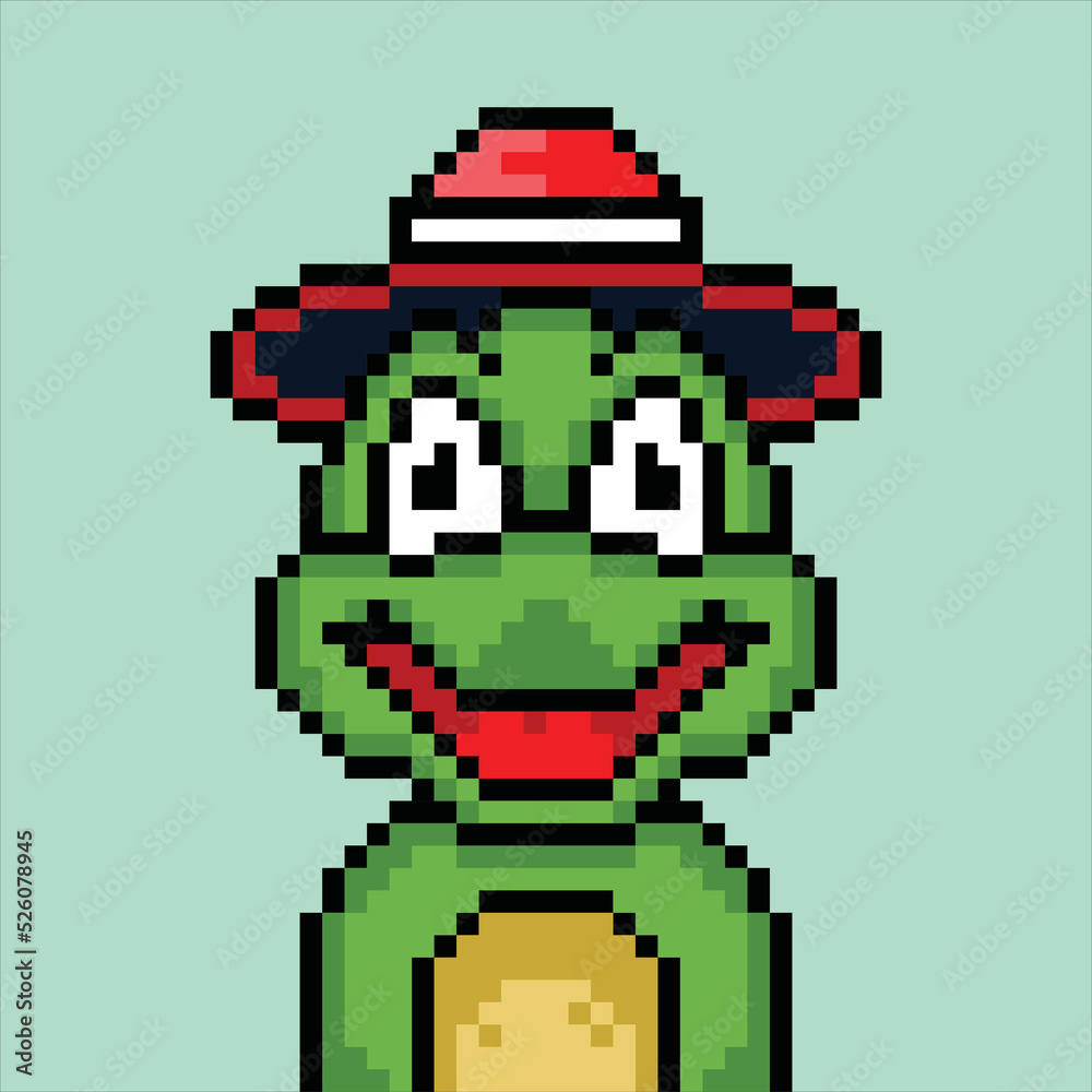 animal character with hat, 8 bit in pixel art style Stock Vector ...