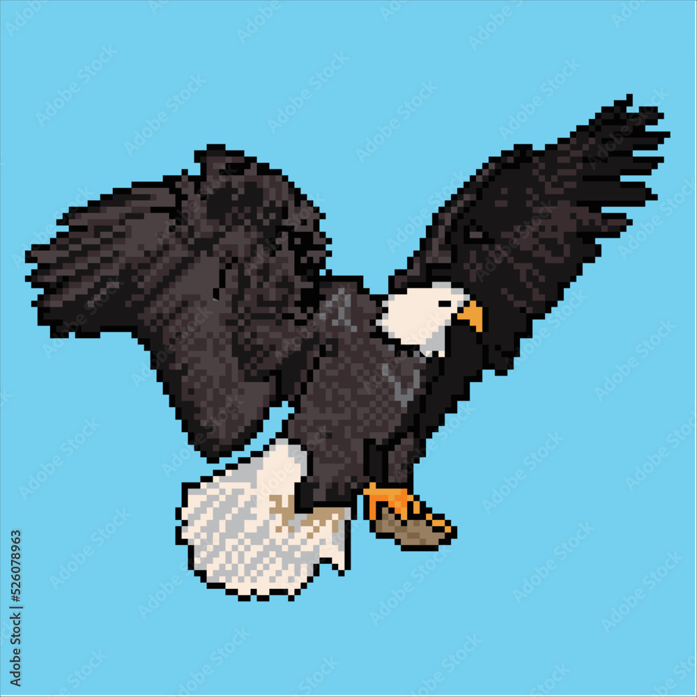 eagle character 8 bit with pixel art style Stock Vector | Adobe Stock