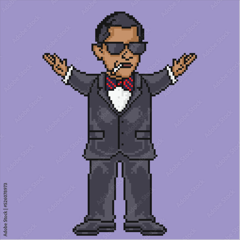 character man smoking cursing suit, 8 bit with pixel art style Stock ...