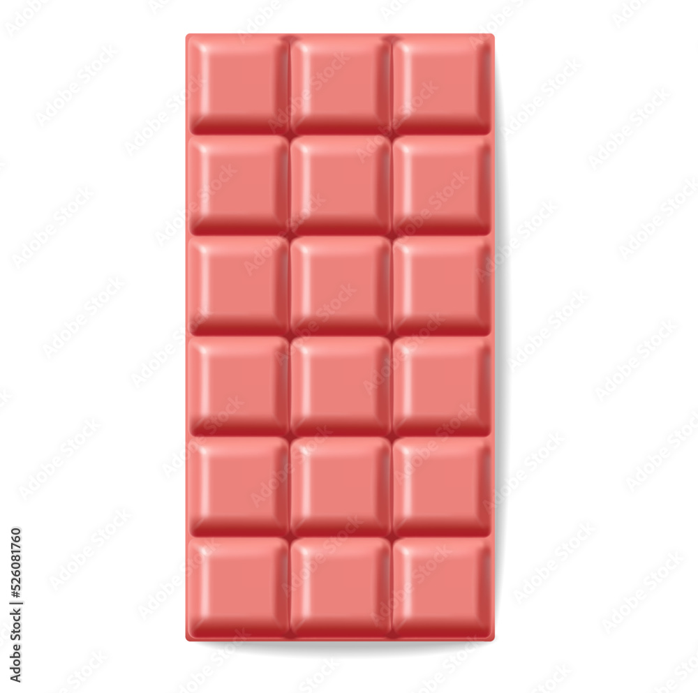 Realistic fruit chocolate vector, delicious dessert, pink chocolate ...