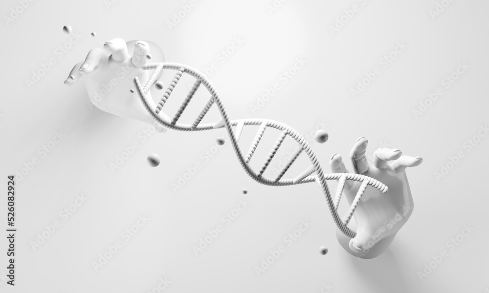 hand with dna human helix molecules cell, research of science ...