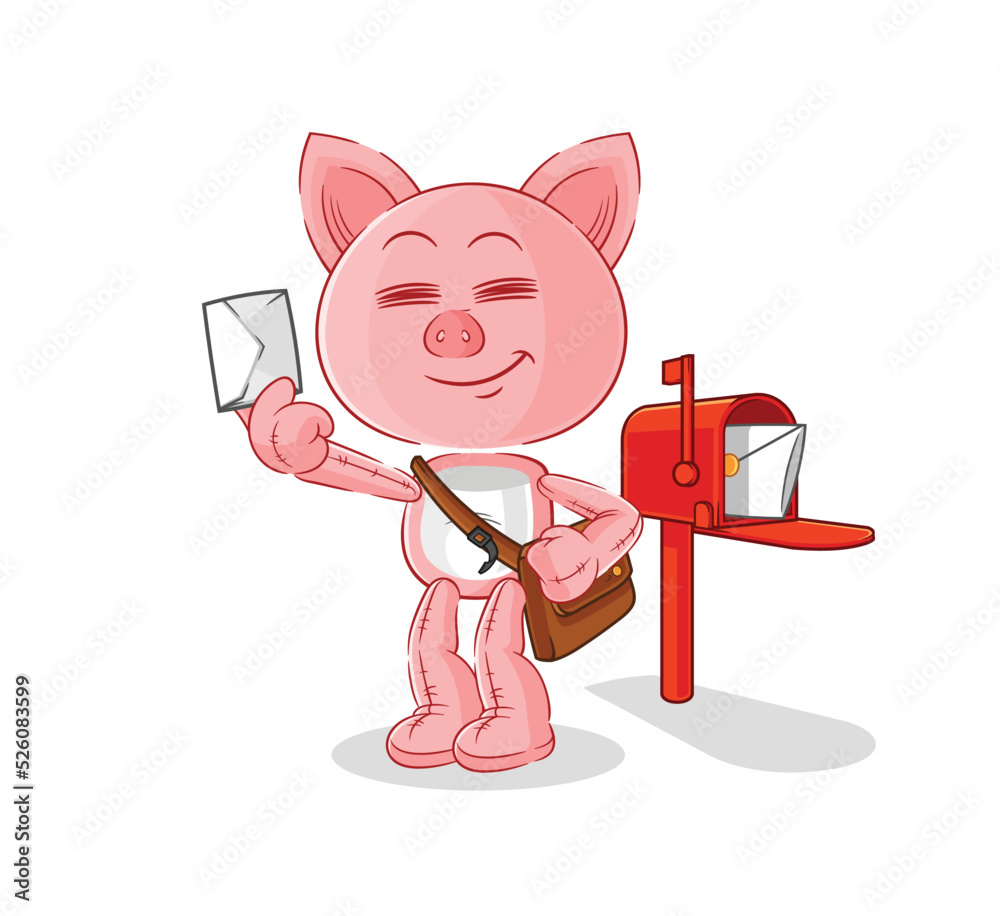 pig postman vector. cartoon character Stock Vector | Adobe Stock