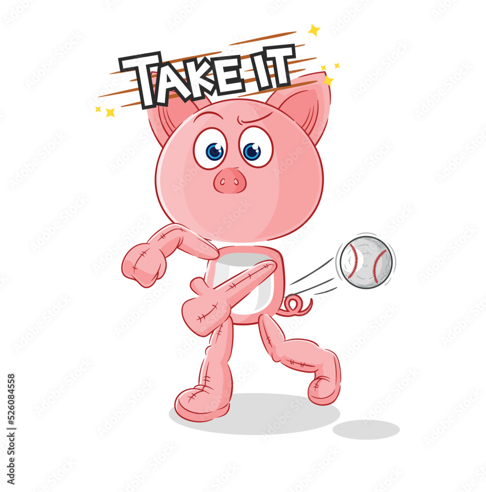 pig throwing baseball vector. cartoon character Stock Vector | Adobe Stock