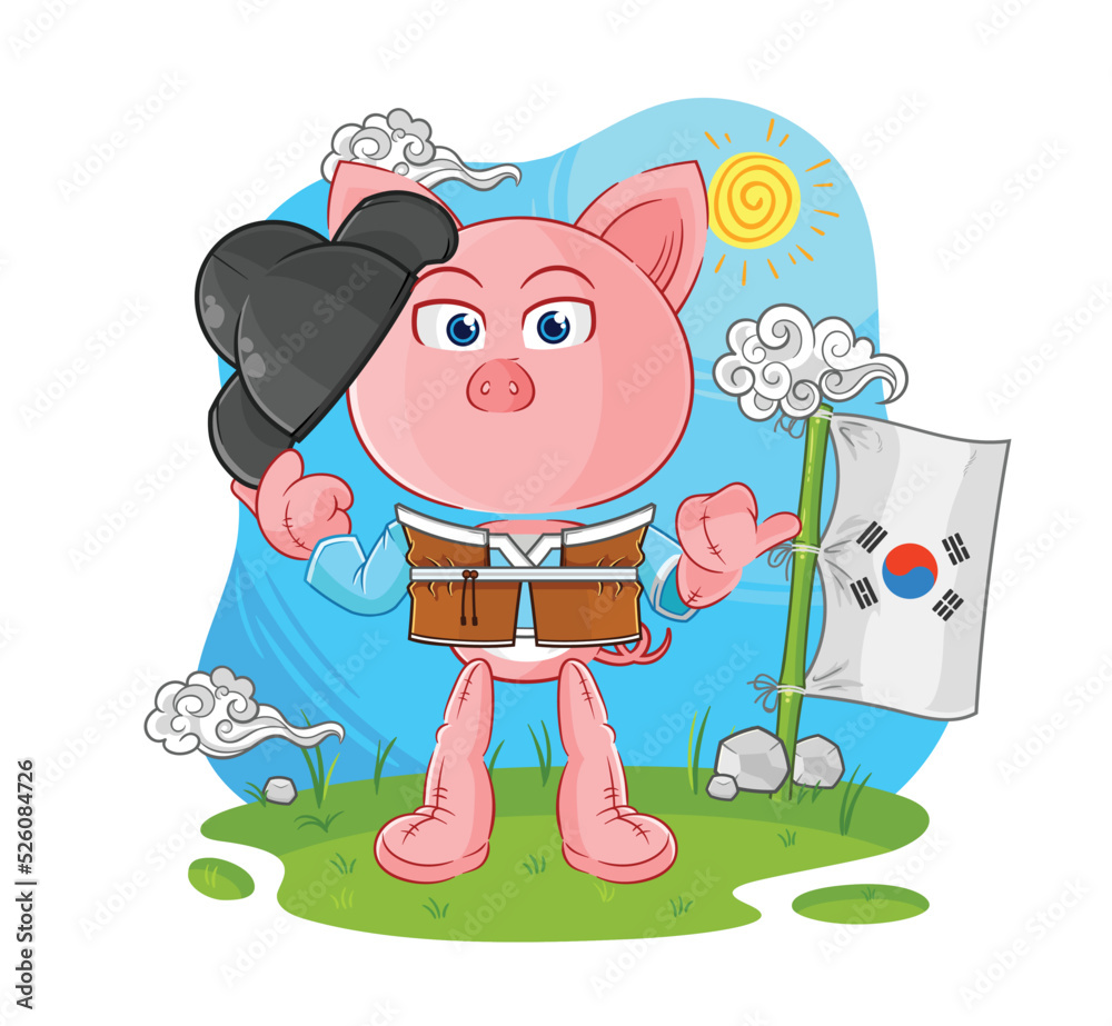 pig korean culture vector. cartoon character Stock Vector | Adobe Stock